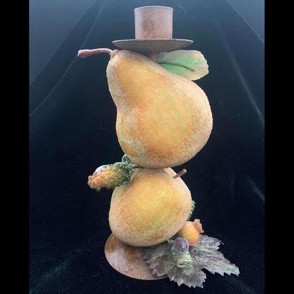 Accents | Vintage Fruit Candlestick With Sparkly Pear Apple And Berries ...